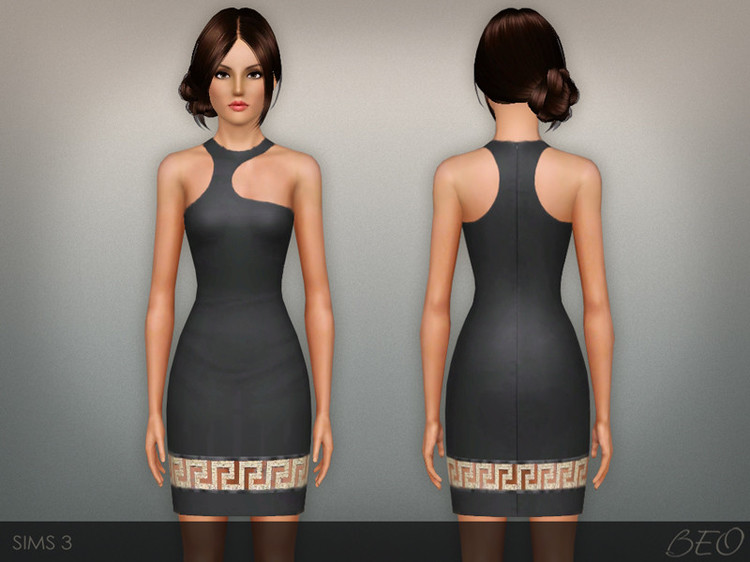 Versace greca mini dress (S3) by BEO - SimsDay