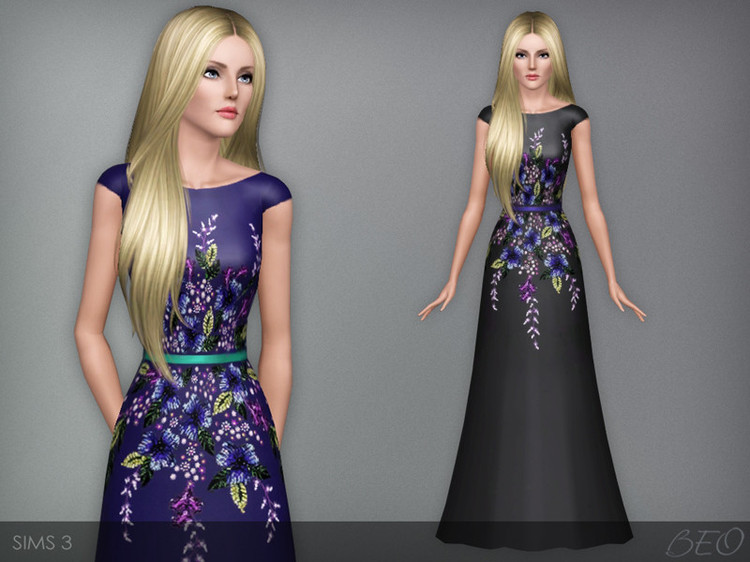 Multicolored embroidered dresses (S3) by BEO - SimsDay