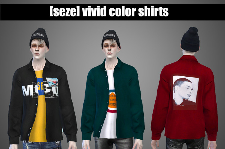 [seze] vivid color shirts by simsday - SimsDay